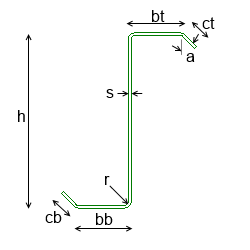 Formcode 126: Cold-Formed ZED-Section Both Lips Inclined