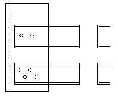 Diagonal element bolted on a column