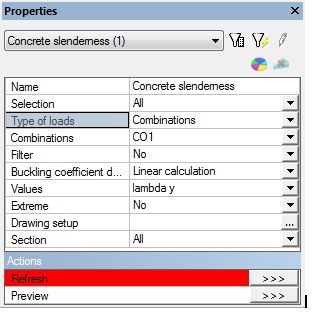 Check of slenderness