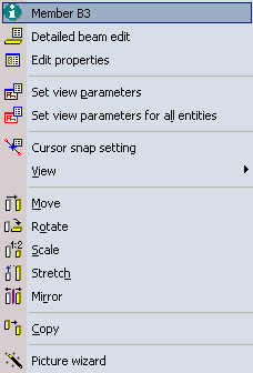Functions of the pop-up menu