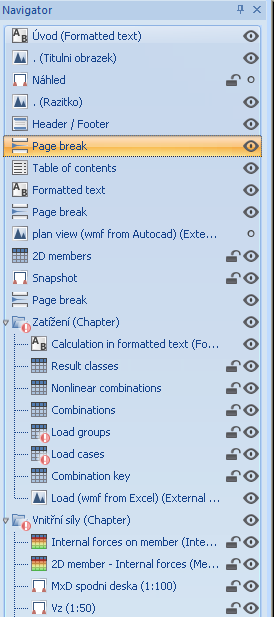 Components of Engineering Report workspace