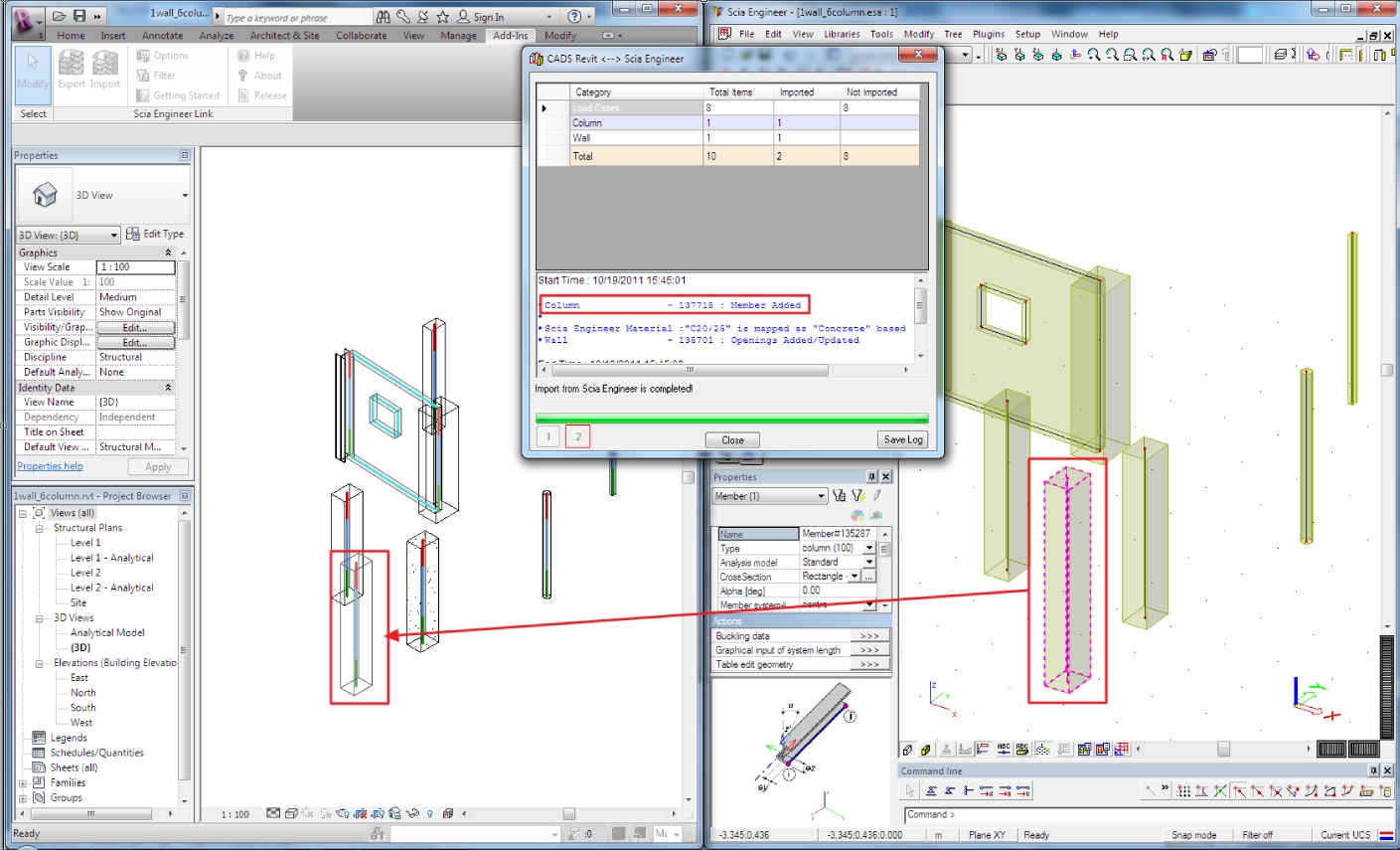 Import (update) the structure from SCIA Engineer to Revit