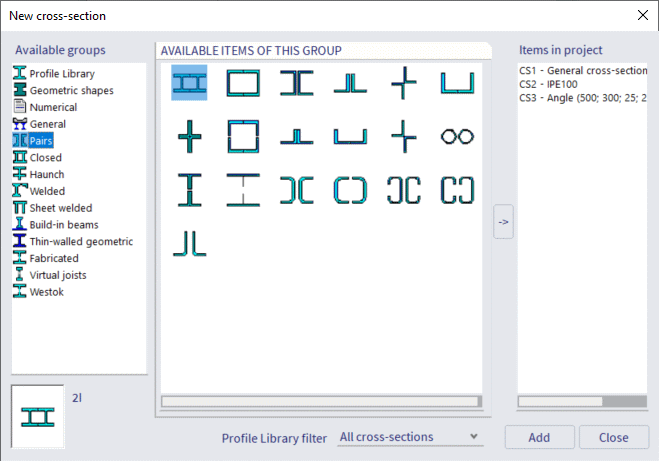 Selecting the cross-section type