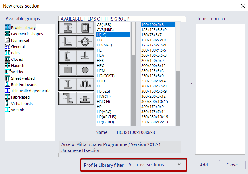 Annex C: Profile Library filters