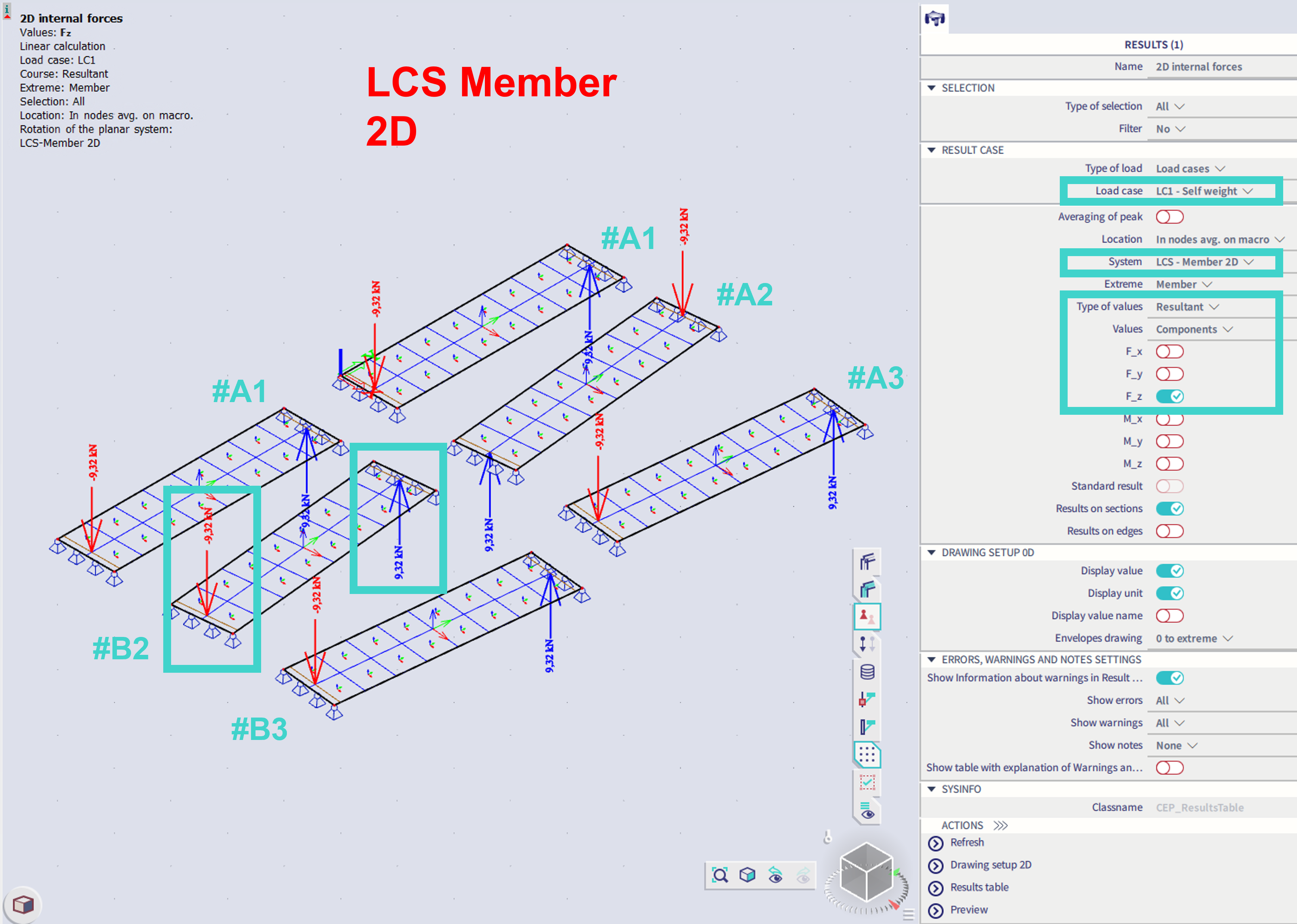 Displaying the resultant in the section across a slab