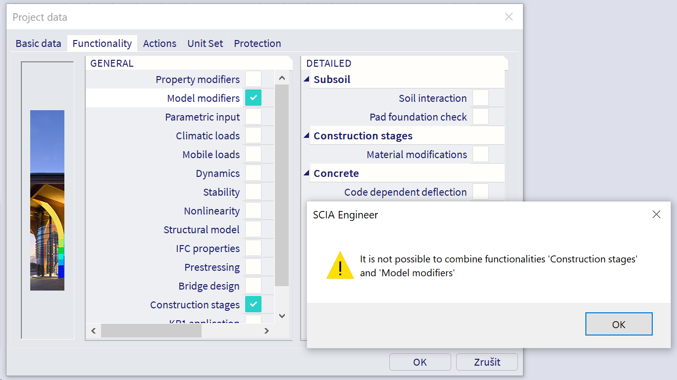 Construction stages - Functionality changes
