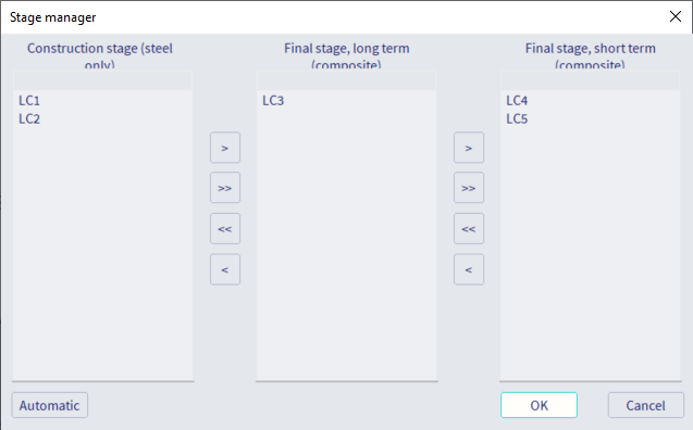 Construction stages for composite analysis