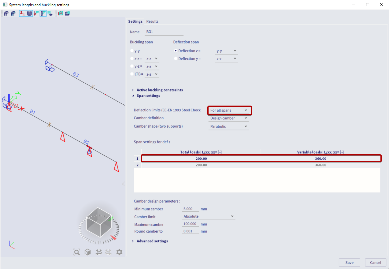 Deflection limits & Unity Checks
