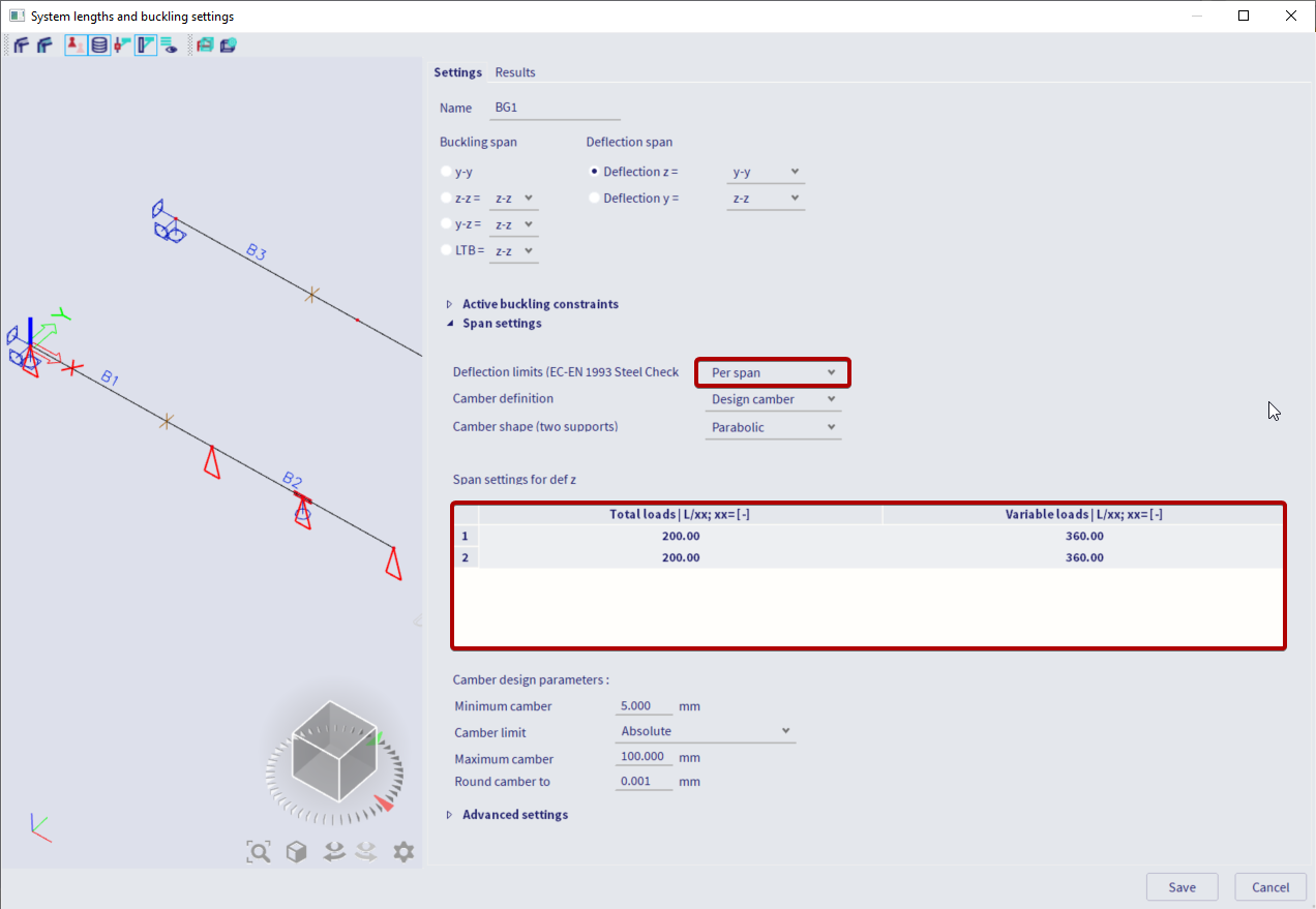 Deflection limits & Unity Checks