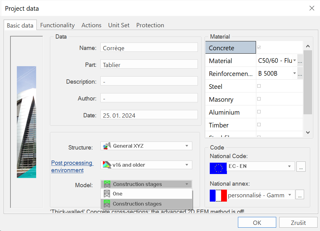 Construction stages - Functionality changes